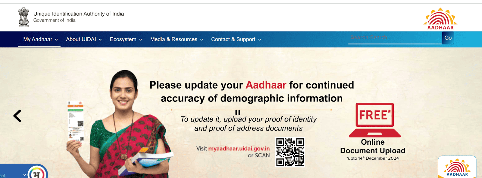 Aadhaar Card Update / Correction - Update your Aadhaar Data